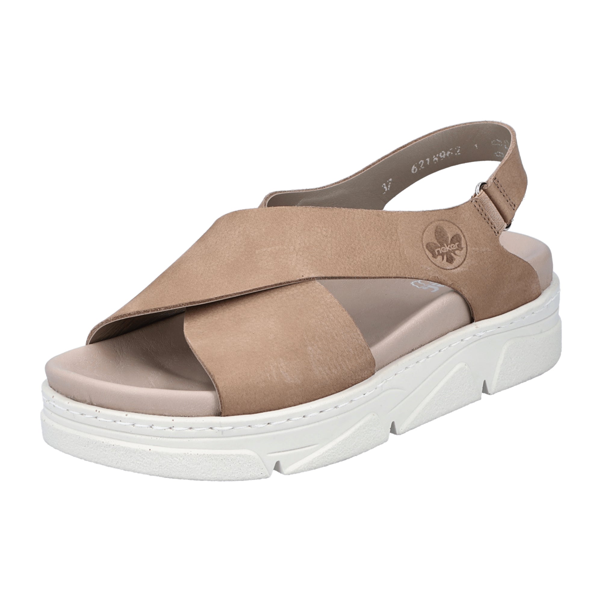 Rieker Beige Leather Sandals for Women with Platform Spring Summer Des