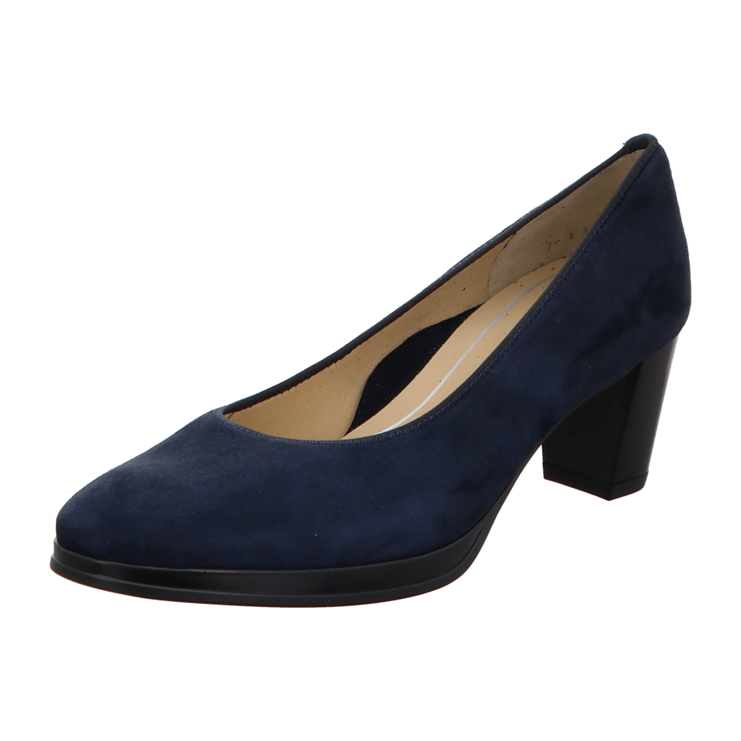 ARA ORLY Women's Pumps in Blue Smooth Leather, Slipper Style with Rubb